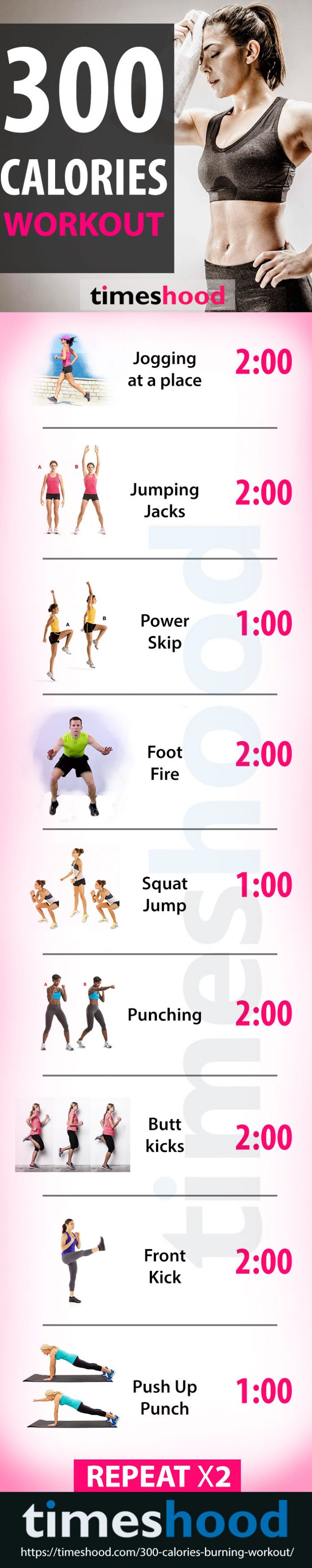 30 Minute, 300 Calories Burning Workout At Home - TIMESHOOD